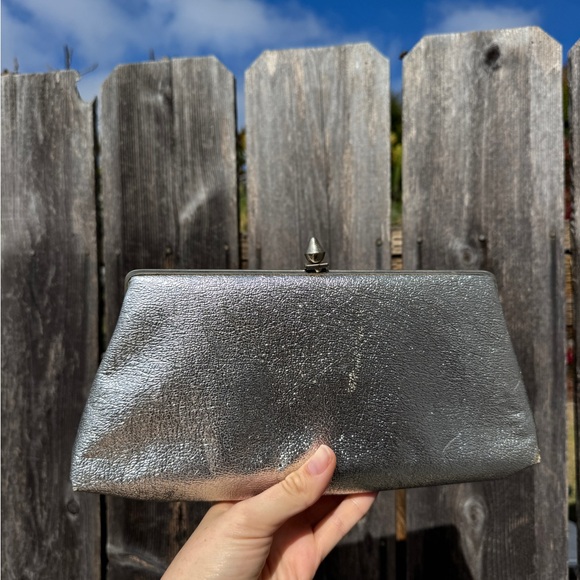 Bags | Vintage Chic Metallic Silver Clutch | Poshmark